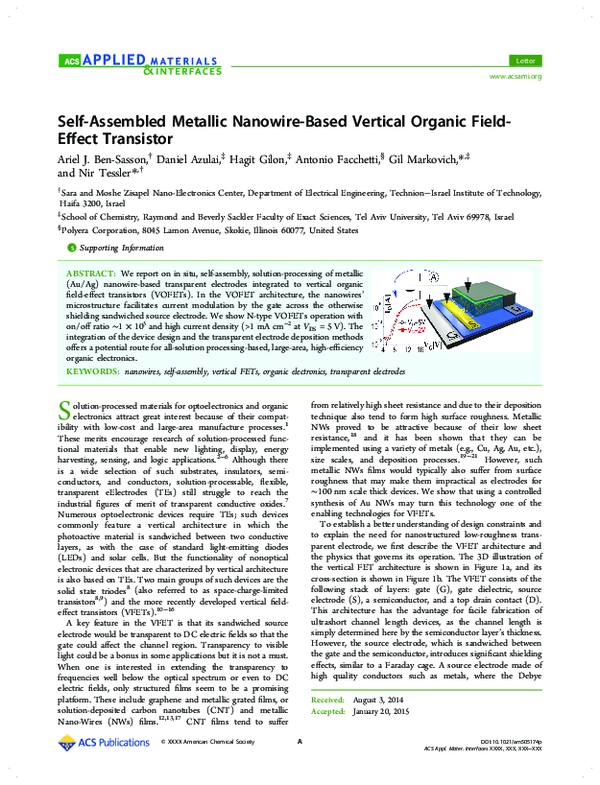 (PDF) Self-Assembled Metallic Nanowire-Based Vertical Organic Field ...