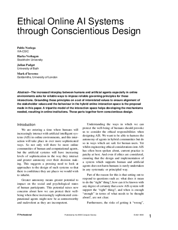 (PDF) Ethical Online AI Systems Through Conscientious Design