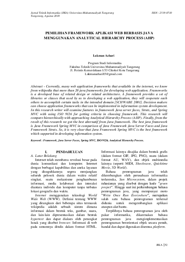 (PDF) Pemilihan Framework Aplikasi Web Berbasis Java Menggunakan ...