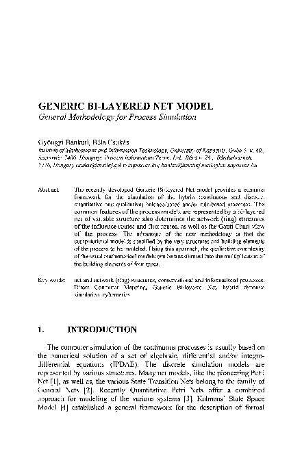 (PDF) Generic Bi-Layered Net Model