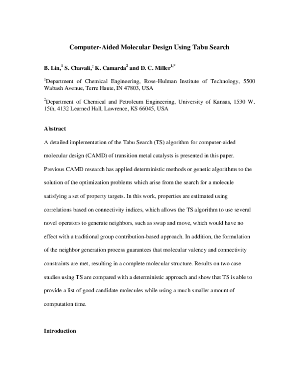 (PDF) Computer-aided molecular design using Tabu search