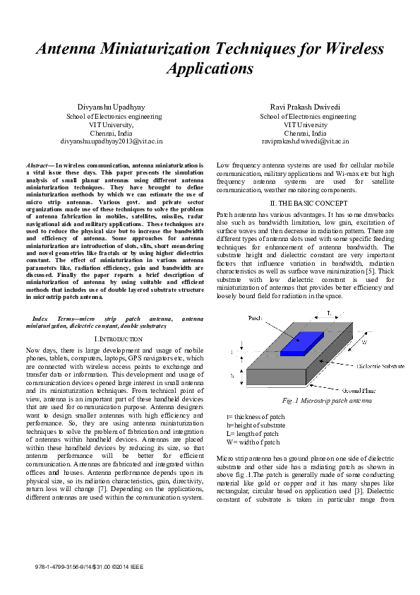 Pdf Antenna Miniaturization Techniques For Wireless Applications Dr
