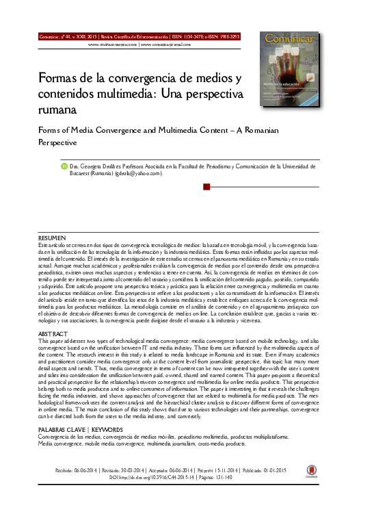 (PDF) Formas de la convergencia de medios y contenidos multimedia: Una ...