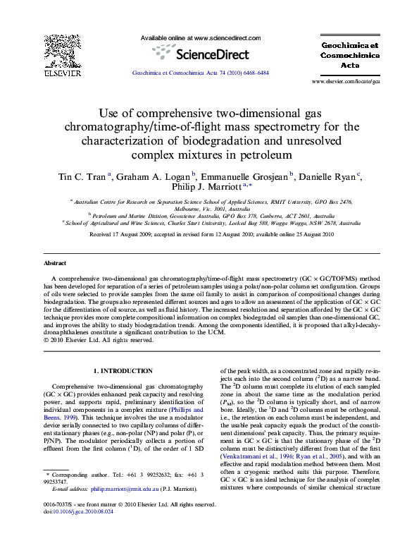 (PDF) Use of comprehensive two-dimensional gas chromatography/time-of ...
