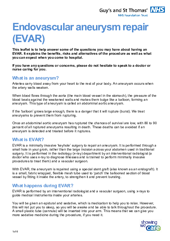 (PDF) Endovascular aneurysm repair (EVAR)