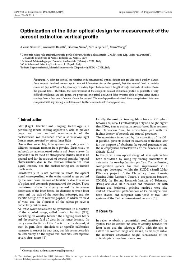 (PDF) Optimization of the lidar optical design for measurement of the ...