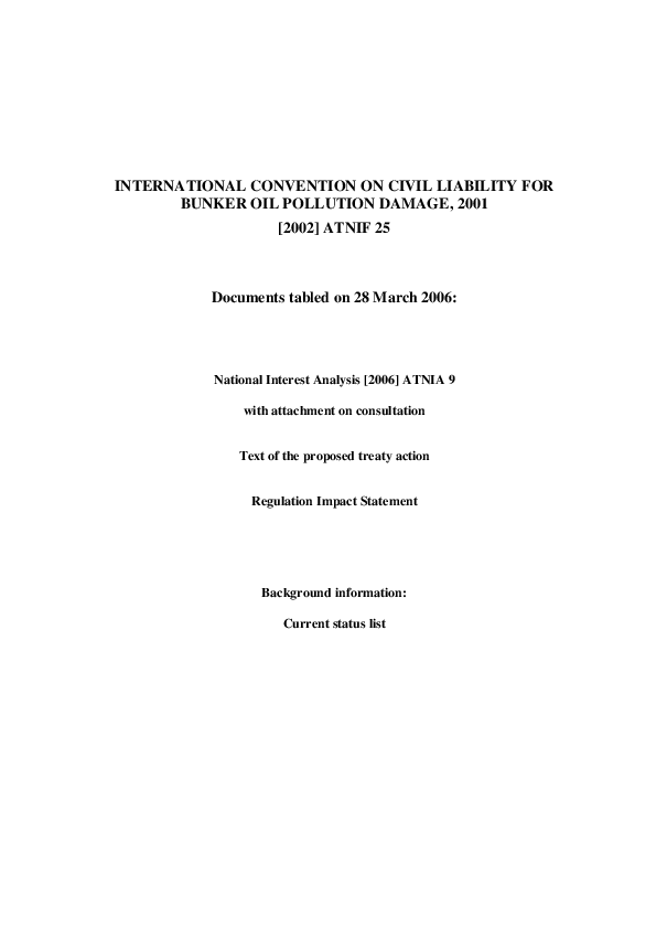 (PDF) International Convention on Civil Liability for Bunker Oil ...