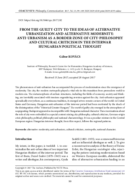 (PDF) From the Guilty City to the Ideas of Alternative Urbanization and ...