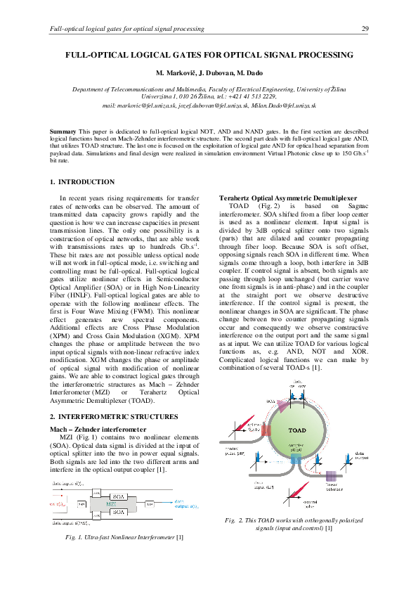 (PDF) Full-Optical Logical Gates for Optical Signal Processing