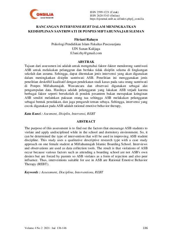 (PDF) Rancangan Intervensi Rebt Dalam Meningkatkan Kedisiplinan ...