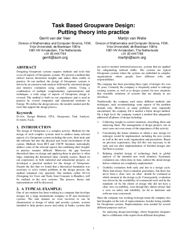 (PDF) Task based groupware design | G. van der Veer - Academia.edu