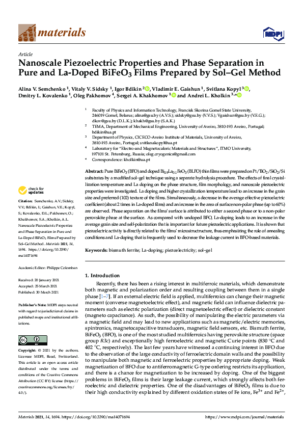 (PDF) Nanoscale Piezoelectric Properties and Phase Separation in Pure and La-Doped BiFeO3 Films ...