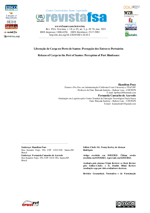 (PDF) Liberação de Carga no Porto de Santos: Percepção dos Entraves ...