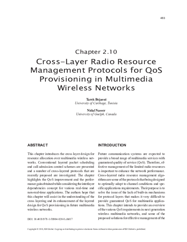 Pdf Cross Layer Radio Resource Management Protocols For Qos Provisioning In Multimedia