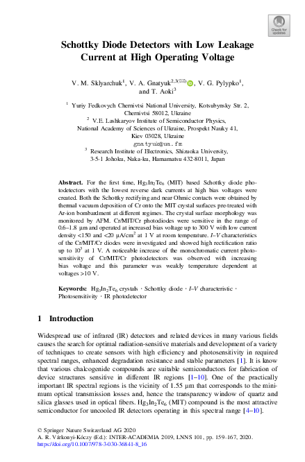 (PDF) Schottky Diode Detectors with Low Leakage Current at High ...