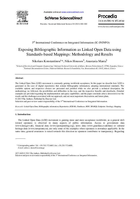 (PDF) Linked Open Data for Bibliographic Information