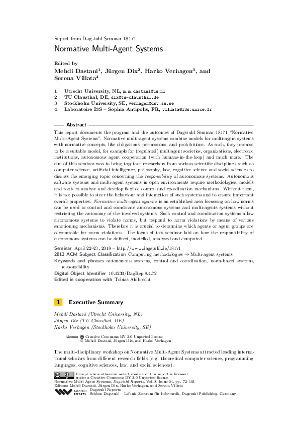 (PDF) Normative Multi-Agent Systems