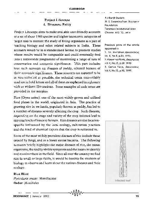 (PDF) Project lifescape 4. Diseases: Paddy