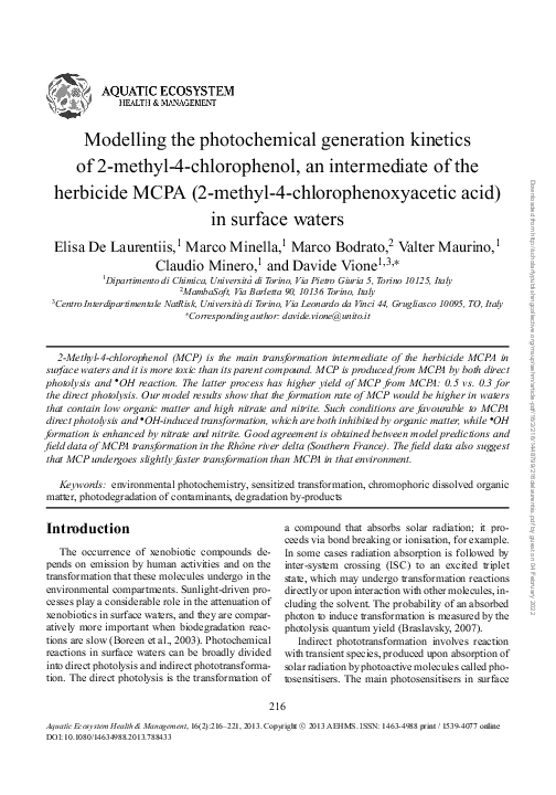 (PDF) Modelling the photochemical generation kinetics of 2-methyl-4 ...