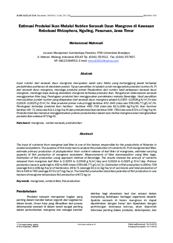 (PDF) Produksi serasah merupakan bagian yang penting dalam transfer ...