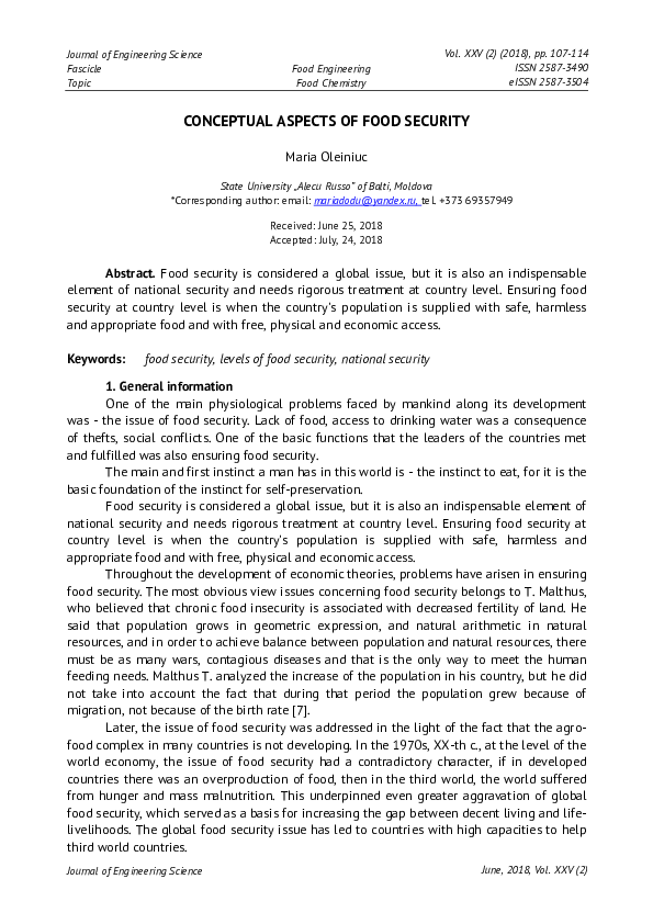 (PDF) Conceptual Aspects of Food Security