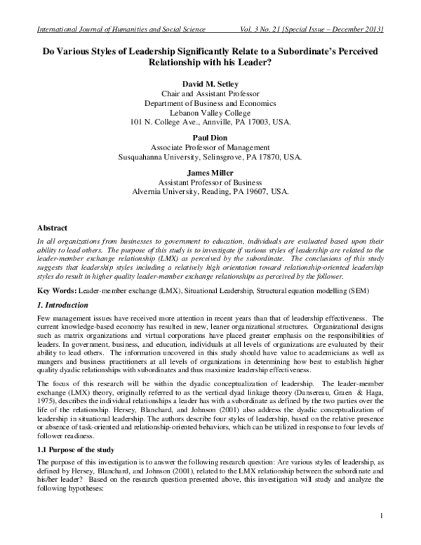 (PDF) Do Various Styles of Leadership Significantly Relate to a ...