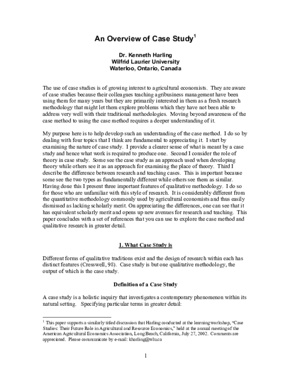 (PDF) An Overview of Case Study