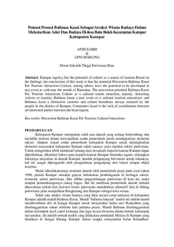 (PDF) Potensi Prosesi Balimau Kasai Sebagai Atraksi Wisata Budaya Dalam ...