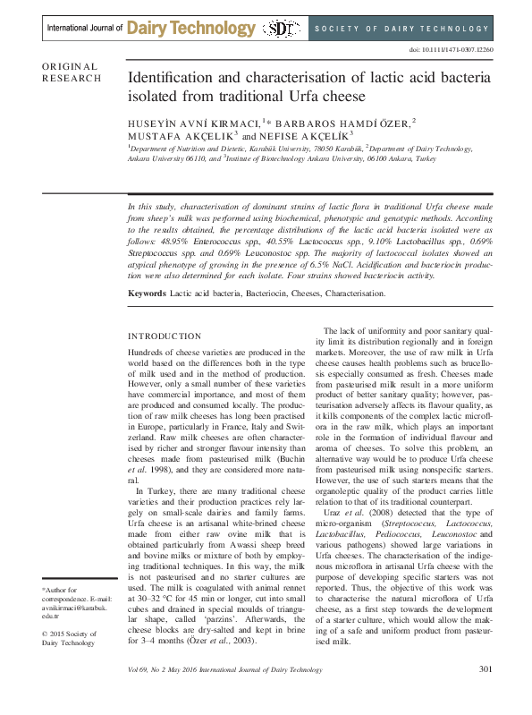 (PDF) Identification and characterisation of the lactic acid bacteria associated with the ...