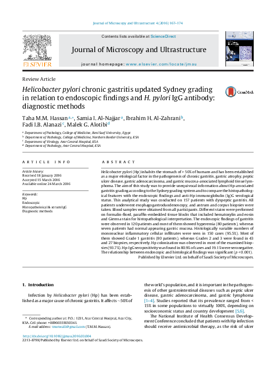 (PDF) Helicobacter pylori chronic gastritis updated Sydney grading in ...