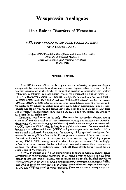 (PDF) Vasopressin Analogues