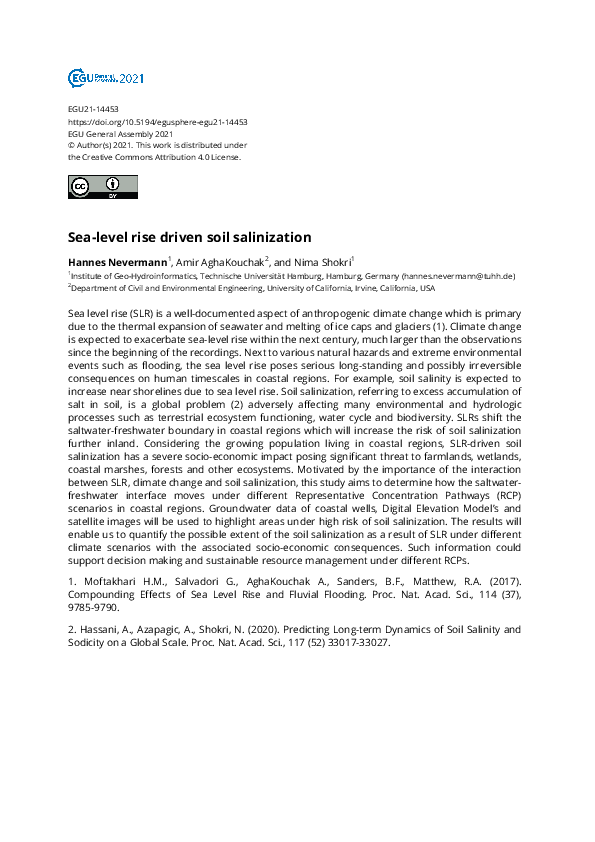 (PDF) Sea-level rise driven soil salinization