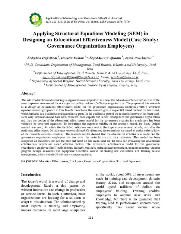 (PDF) Applying Structural Equations Modeling (SEM) in Designing an ...