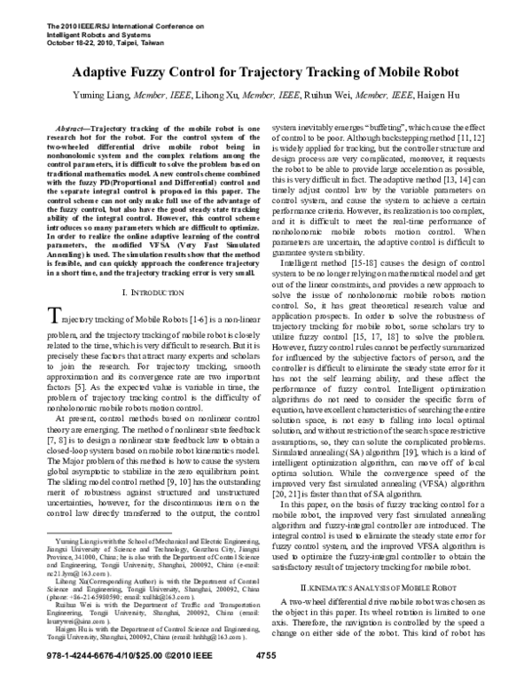 (PDF) Adaptive fuzzy control for trajectory tracking of Mobile Robot