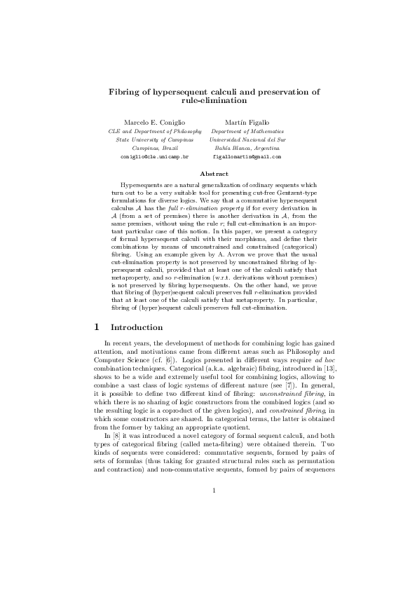(PDF) Fibring of hypersequent calculi and preservation of rule-elimination
