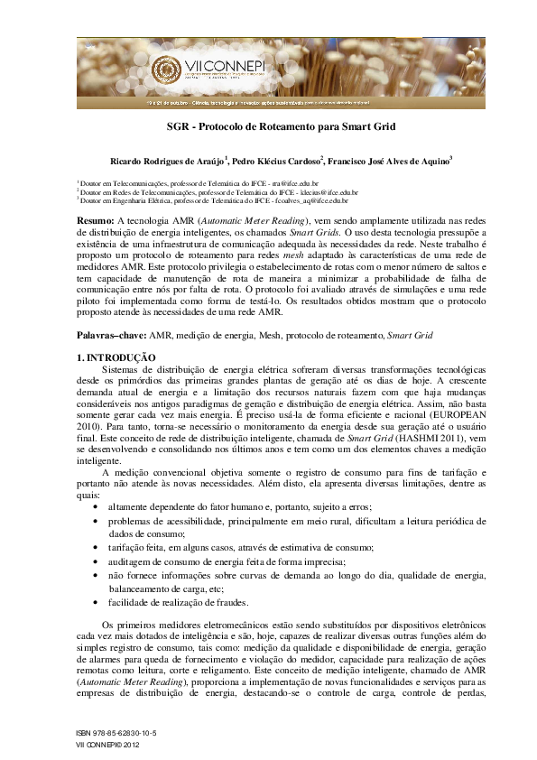 (PDF) SGR - Protocolo de Roteamento para Smart Grid