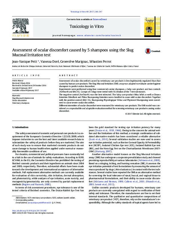 (PDF) Assessment of ocular discomfort caused by 5 shampoos using the ...