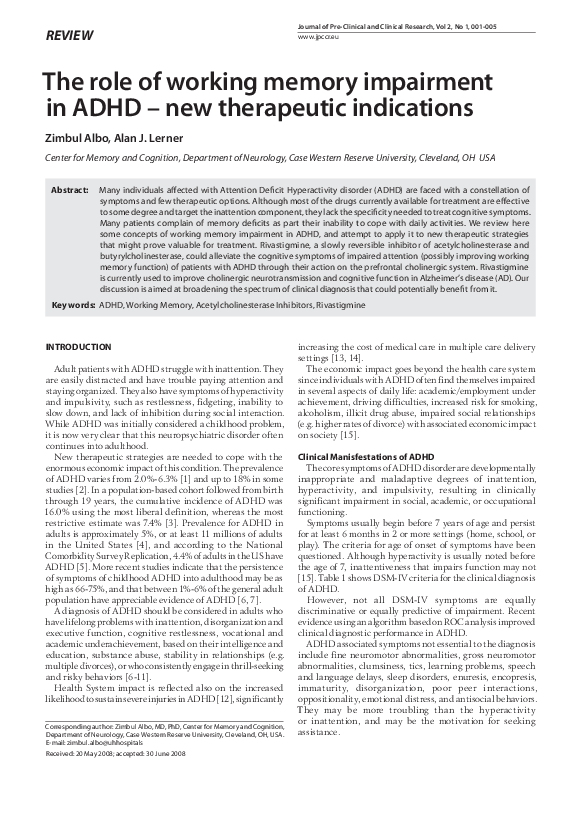 (PDF) The role of working memory impairment in ADHD-new therapeutic ...
