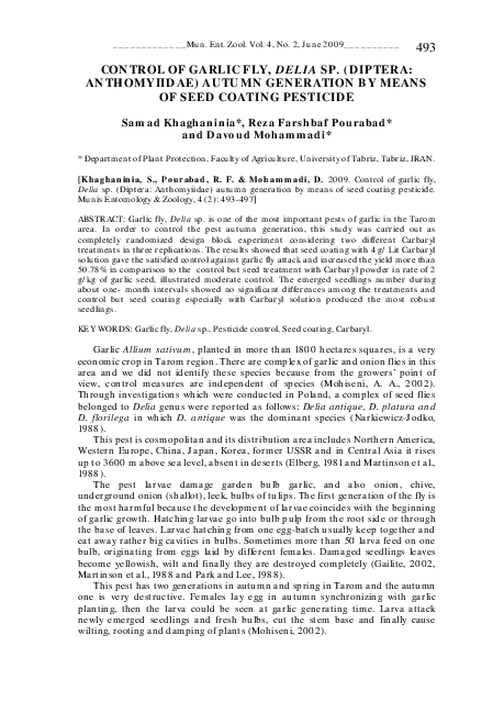 (PDF) Control of garlic fly, Delia sp.(Diptera: Anthomyiidae) autumn ...