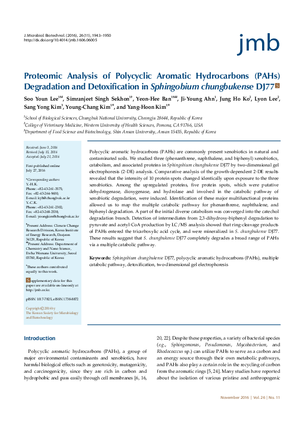 (PDF) Proteomic analysis of polycyclic aromatic hydrocarbons (PAHs) degradation and ...