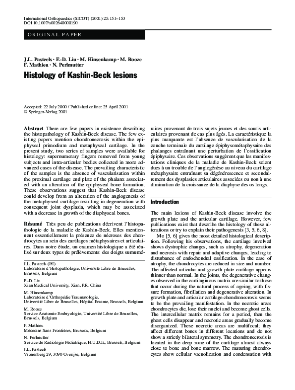 (PDF) Histology of Kashin-Beck lesions