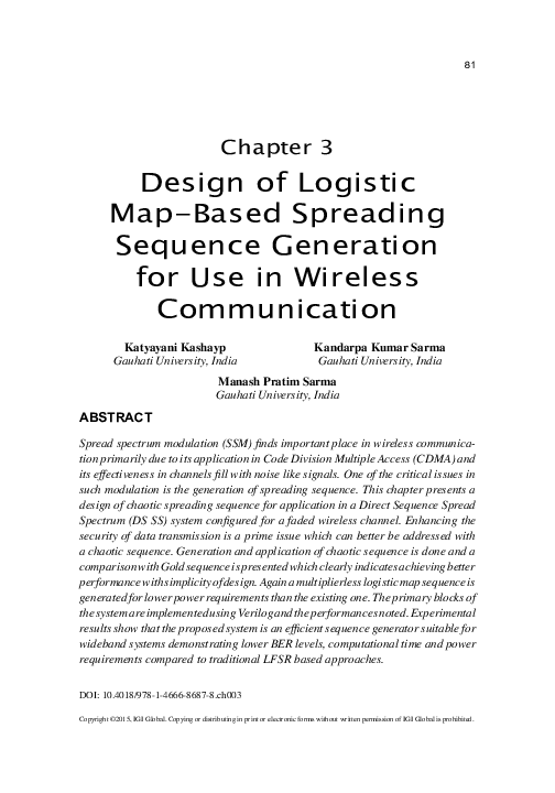 (PDF) Design of Logistic Map-Based Spreading Sequence Generation for Use in Wireless Communication