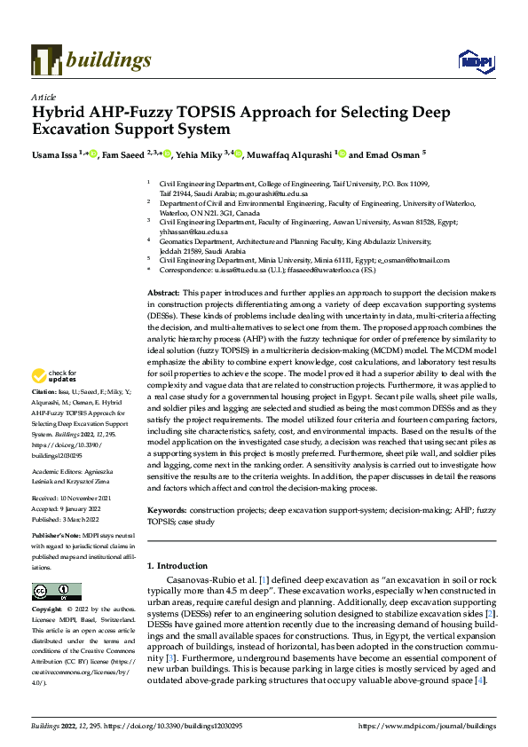 (PDF) Hybrid AHP-Fuzzy TOPSIS Approach for Selecting Deep Excavation Support System