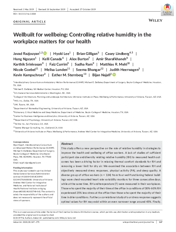 (PDF) Wellbuilt for Wellbeing: Controlling Relative Humidity in the ...