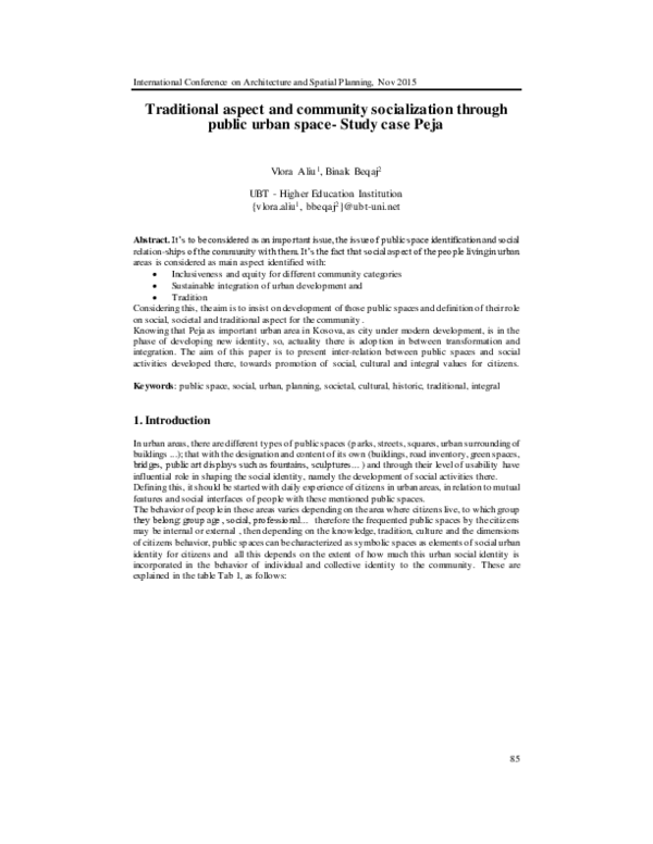 (PDF) Traditional aspect and community socialization through public ...