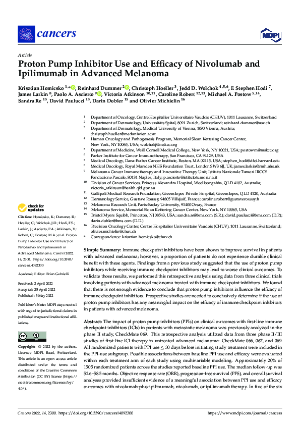 (PDF) Proton Pump Inhibitor Use and Efficacy of Nivolumab and ...