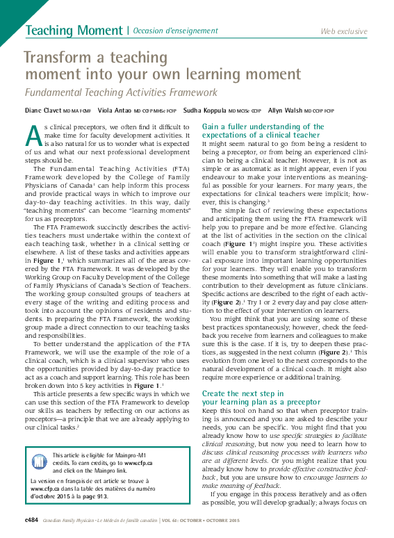 (PDF) Transform a teaching moment into your own learning moment ...