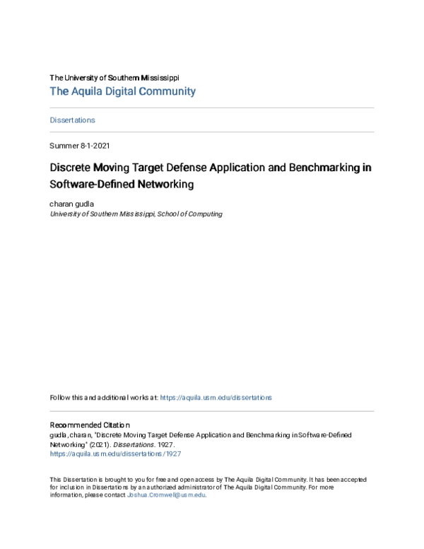 Pdf Discrete Moving Target Defense Application And Benchmarking In Software Defined Networking