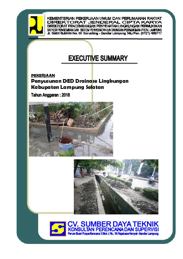 (PDF) EXECUTIVE SUMMARY DED DRAINASE KAB. LAMPUNG SELATAN