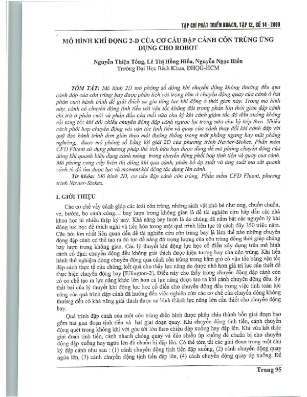 (PDF) 2-D Aerodynamic Model of Insect Flying Mechanism for Robotic ...